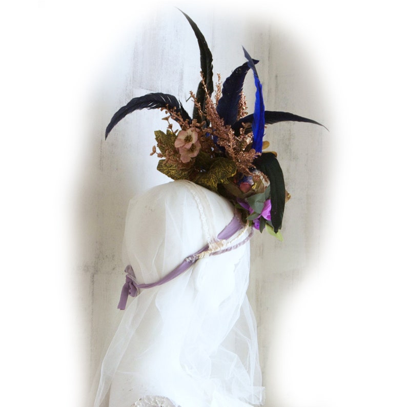 Handmade One of a Kind Burlesque Fashion Costume Headdress With Flowers ...