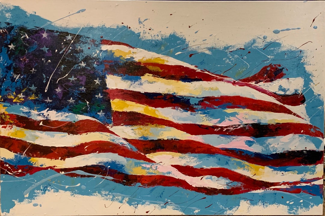 American Flag Abstract Style Gallery Wrapped Canvas - Etsy