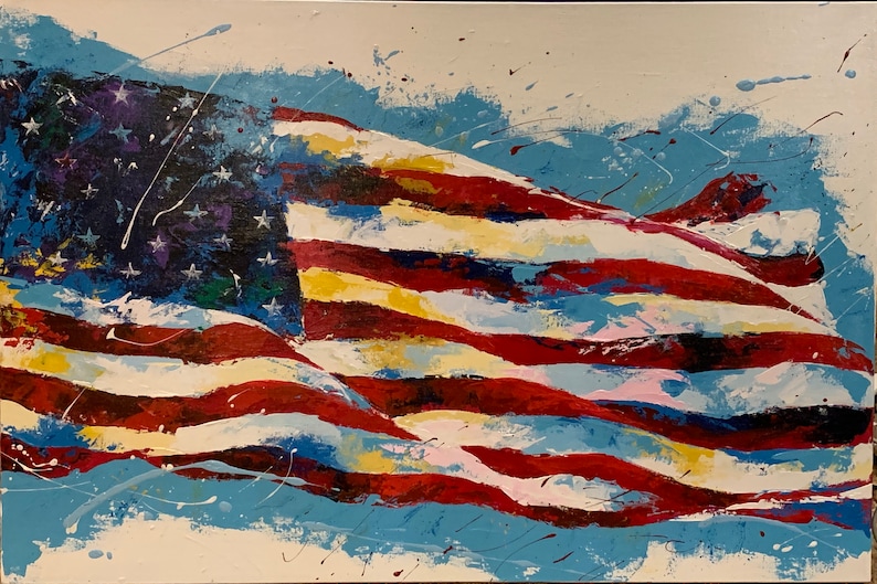 American Flag Abstract Style Gallery Wrapped Canvas - Etsy
