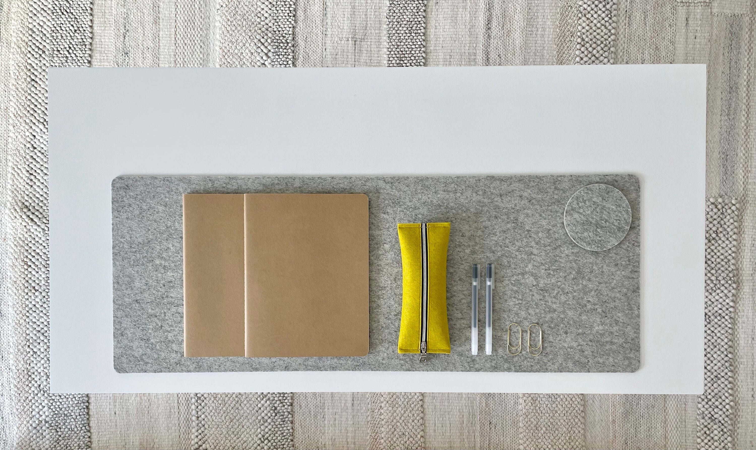 Gray Wool Felt Desk Pad XXL 12 X 32 Laptop | Etsy