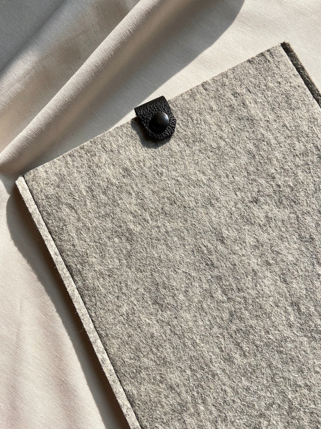 Custom Wool Felt Laptop Sleeve: Minimalist Leather Accent, Button ...