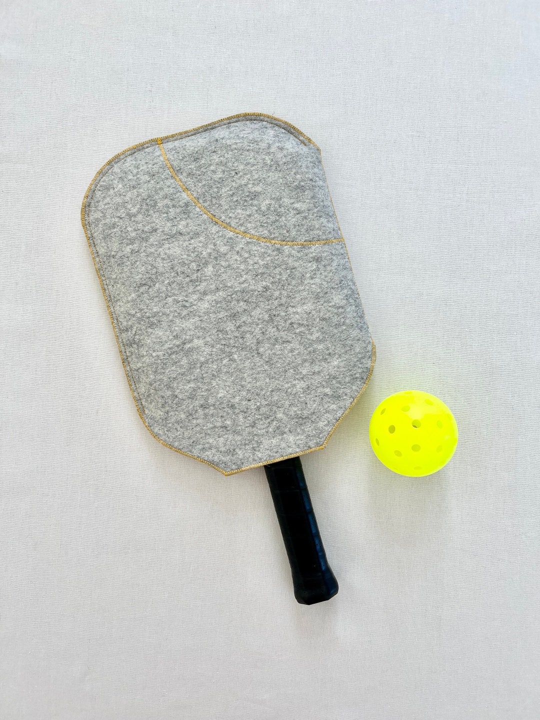 Lined Pickleball Paddle Cover - Yellow - Paddle Sleeve - Italian Wool ...