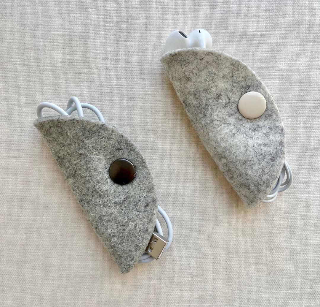 Sets of 2/4, 4" Gray Wool Felt Cable Organizer, Cable Wrap, Cord Wrap ...