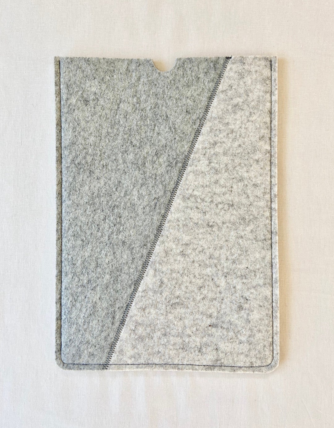 Two-tone Gray Wool Felt Laptop Sleeve - MacBook Pro 14" - Notebook Case ...