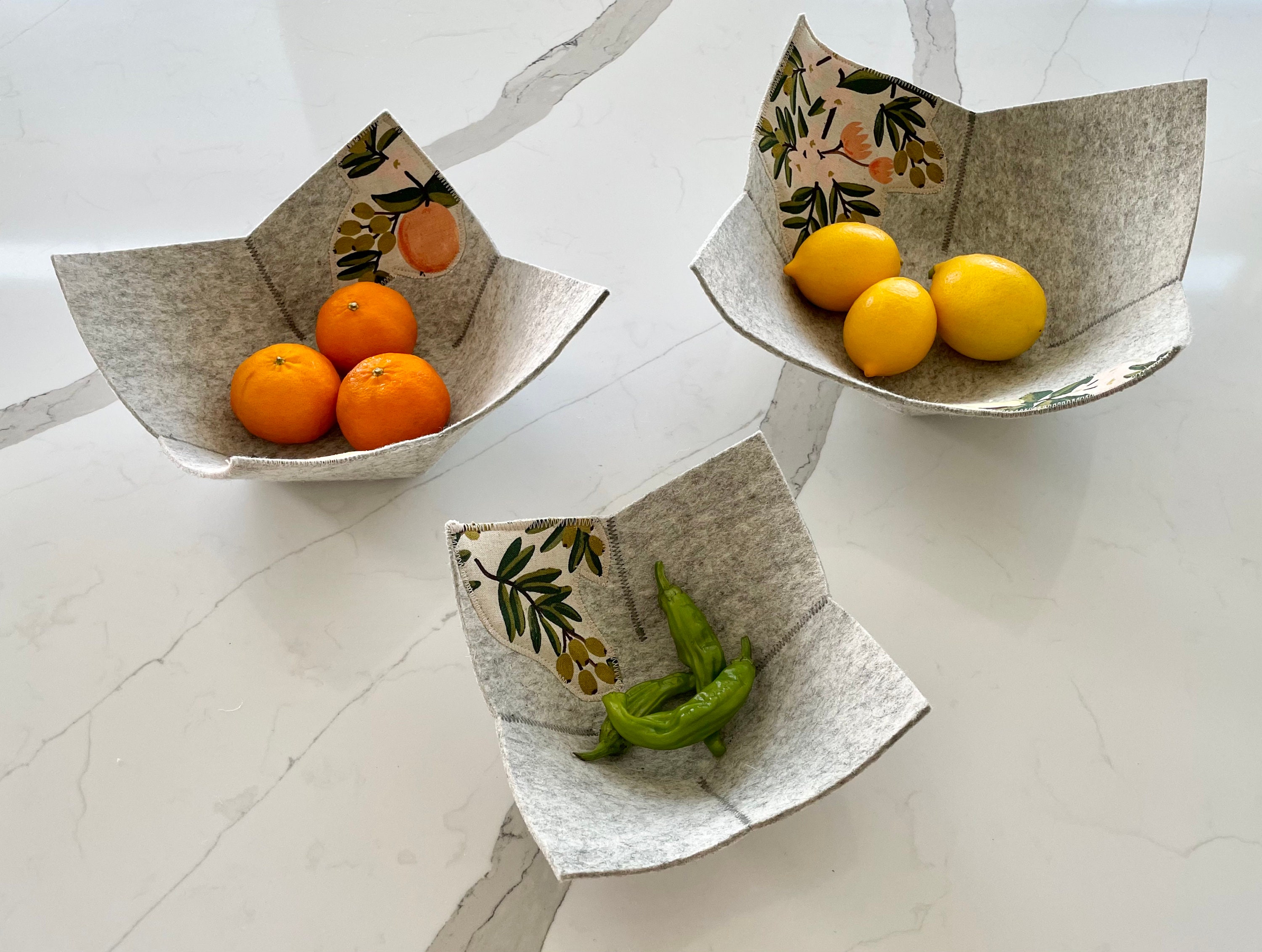 Gray Applique Wool Felt Tray. Desk Organizer. Jewelry Tray. | Etsy