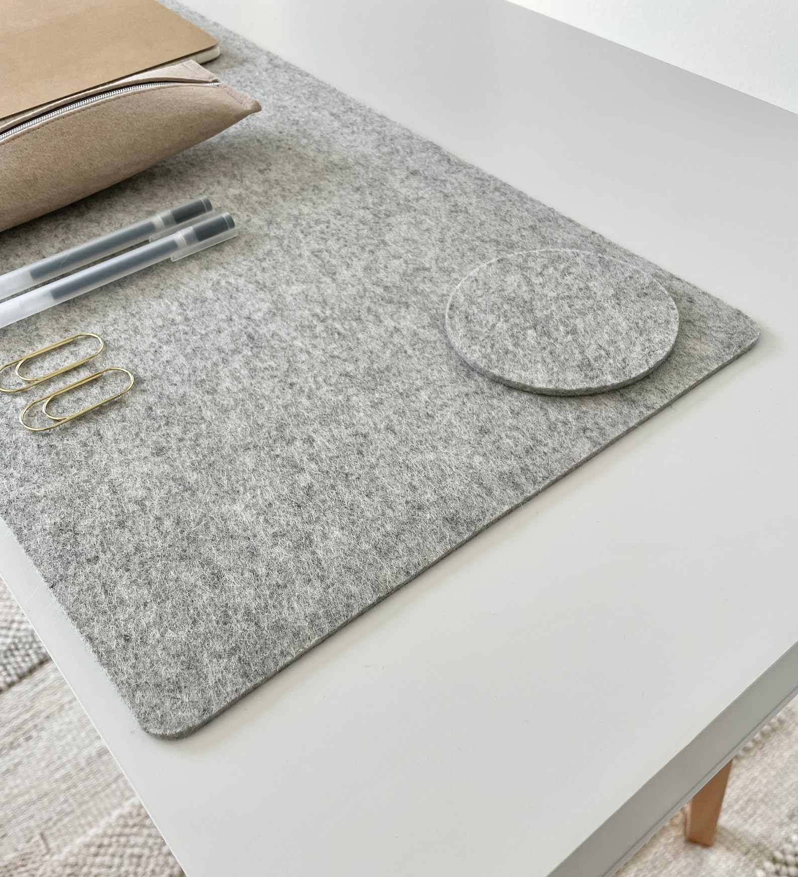 Gray Wool Felt Desk Pad XXL 12 X 32 Laptop | Etsy