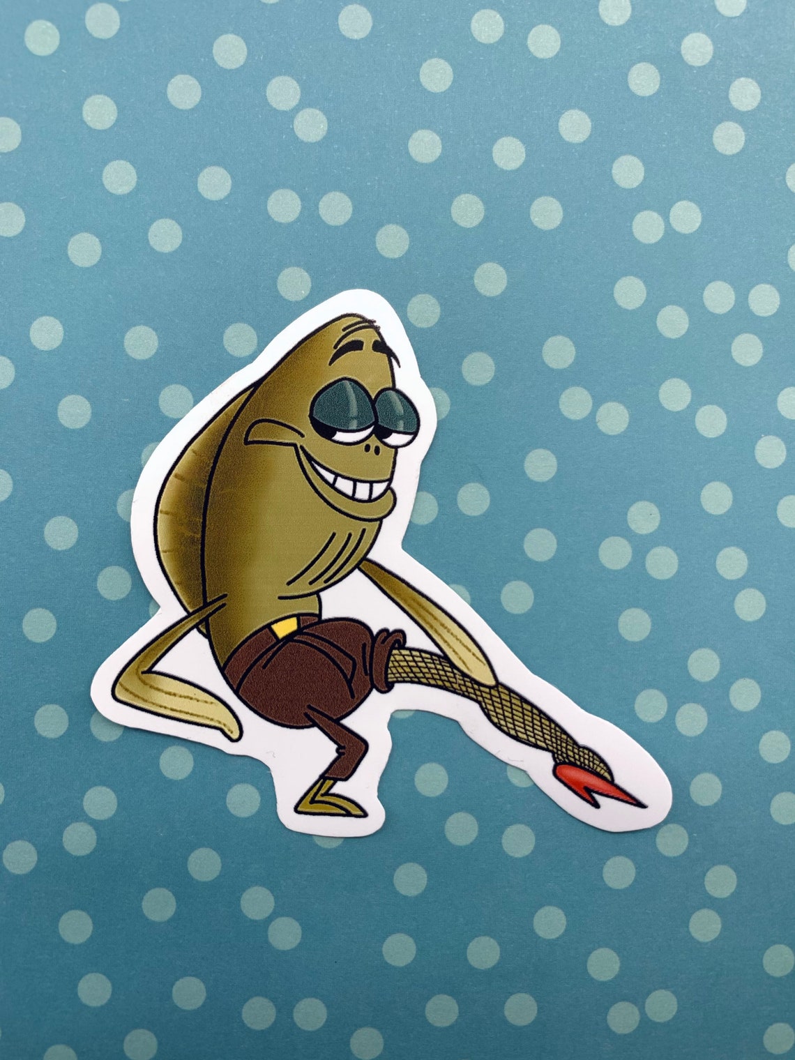 Funny spongebob my leg guy fish meme sticker waterproof | Etsy