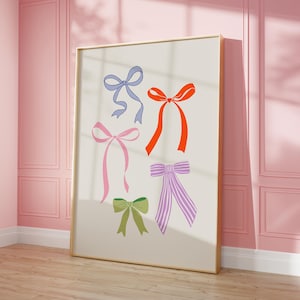 Bows Printable Art Coquette Room Decor, Preppy Bow Wall Art Aesthetic ...