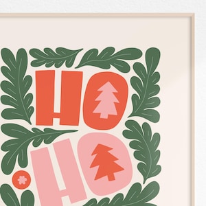 Retro Christmas Print Ho Ho Ho Printable Art, Aesthetic Christmas Sign ...