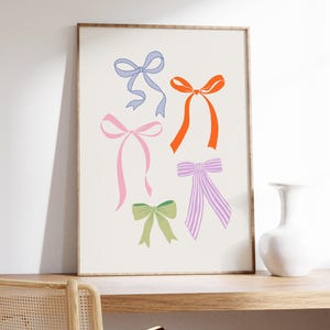 Bows Printable Art Coquette Room Decor, Preppy Bow Wall Art Aesthetic ...
