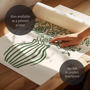 Green Floral Print Trendy Vase Poster, Classy Prints Stripe Vase Print ...