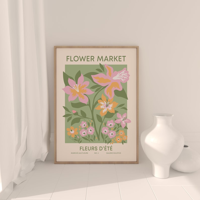Summer Flower Market Poster Dorm Decor Pastel Print - Etsy