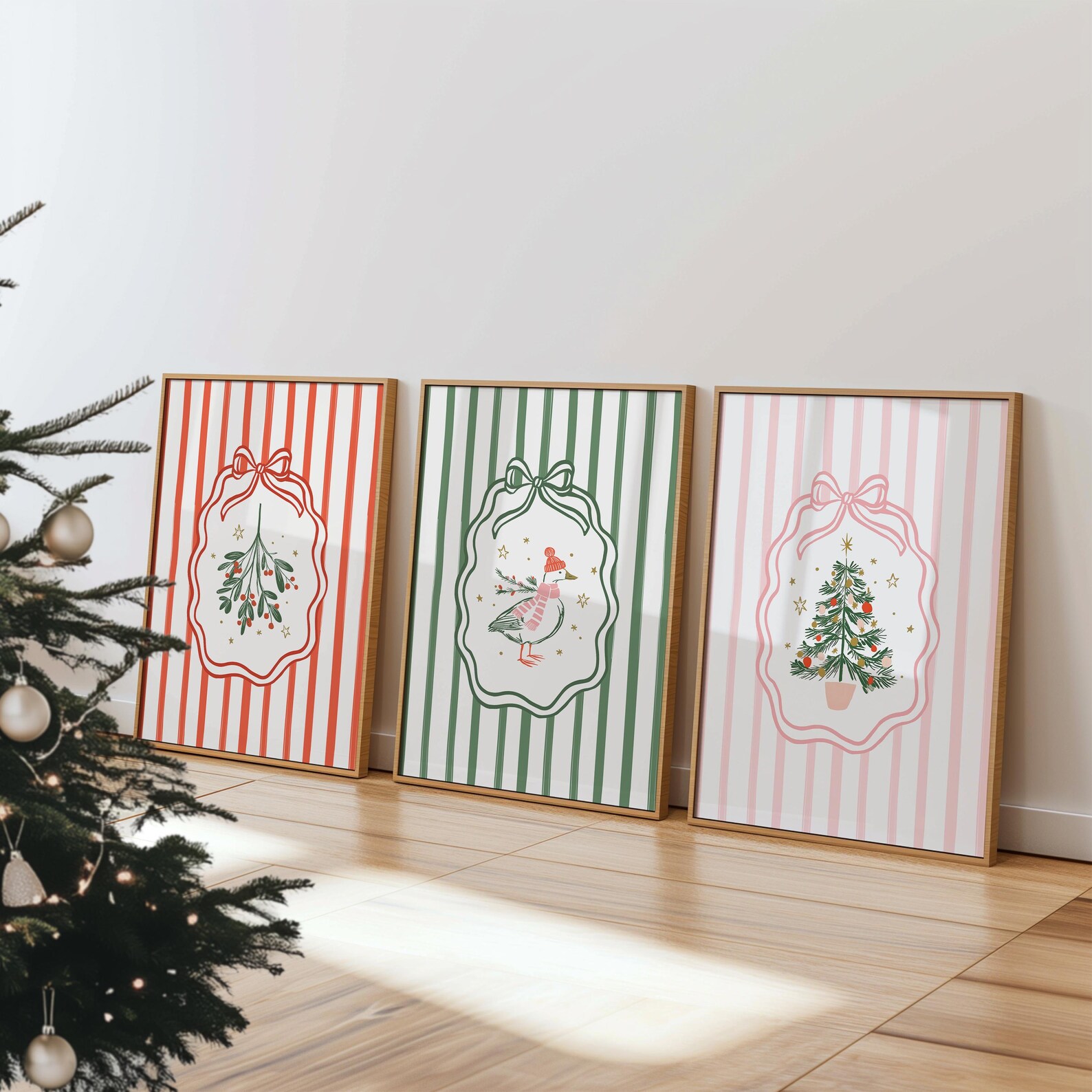 Red & White Striped Mistletoe Print: Cute Christmas Printable Art ...