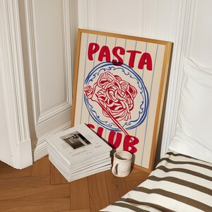 Hand Drawn Pasta Club Poster Trendy Kitchen Wall Art, Pasta Printable ...