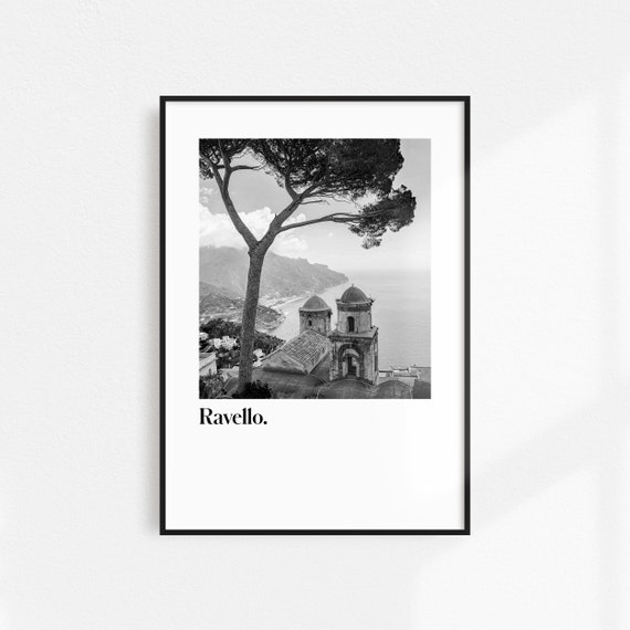 Ravello Poster Black & White Amalfi Coast Travel Art | Etsy