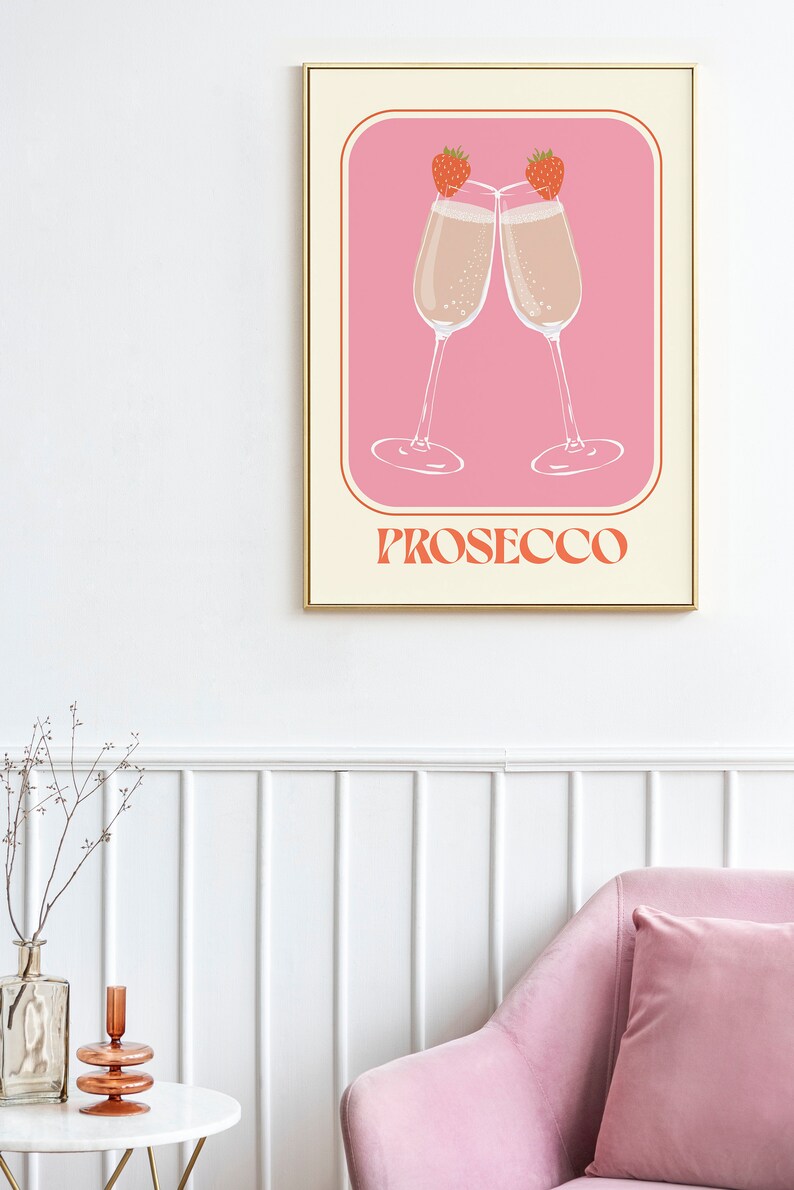 Prosecco Poster Champagne Bar Cart Printable Art Wine Wall - Etsy