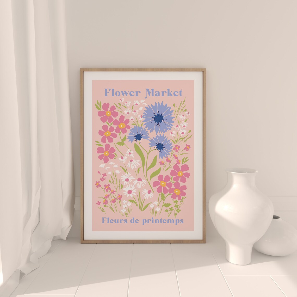 Spring Flower Market Printable Art Botanical Poster | Etsy