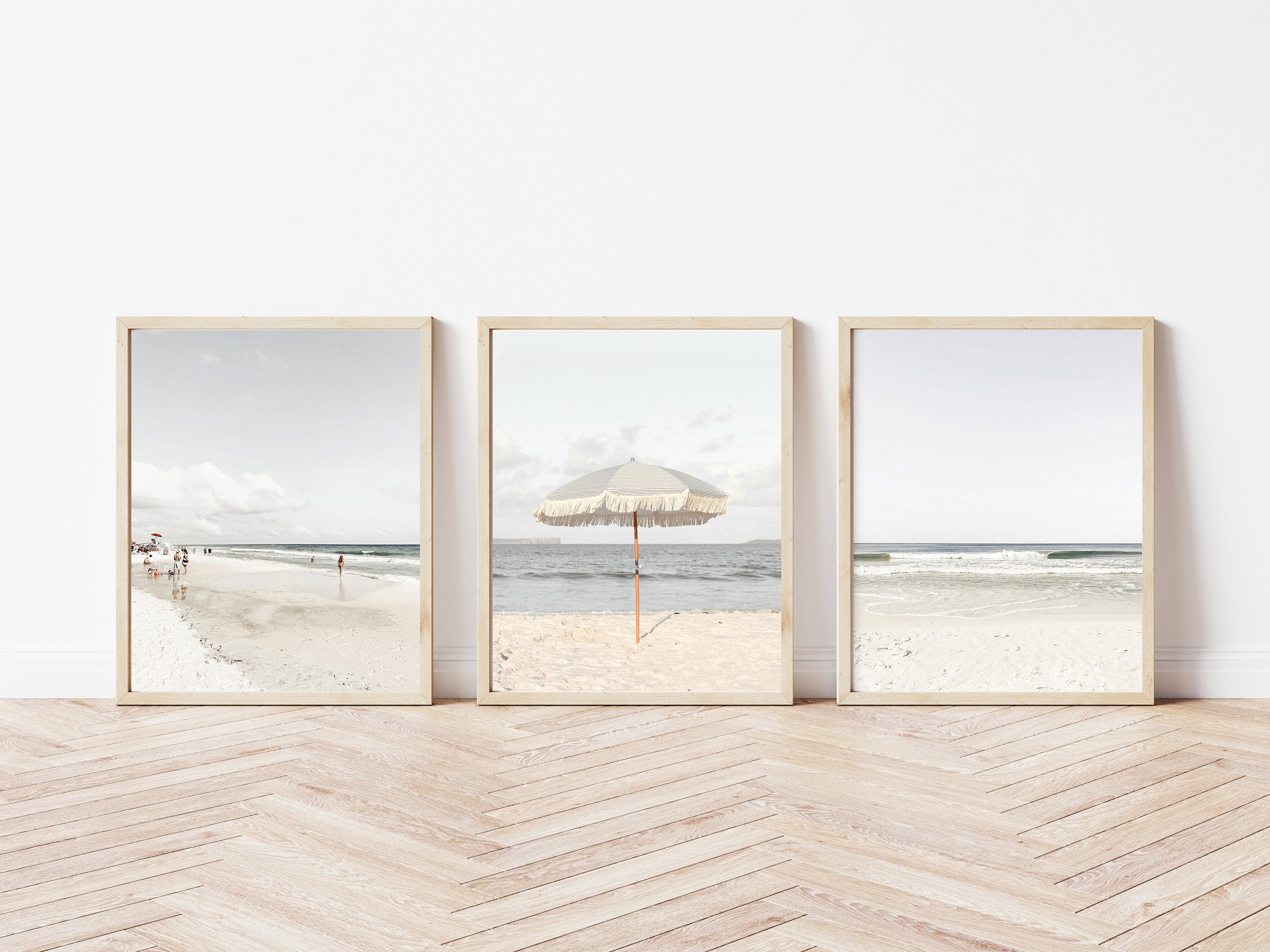 Neutral Beach Prints Set of 3 Prints Beach Umbrella Print - Etsy