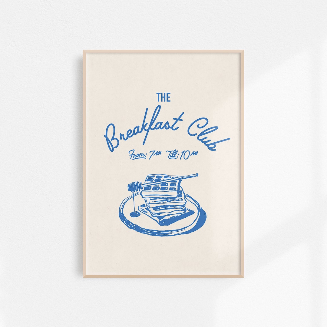 Breakfast Club Printable Art Hand Drawn Kitchen Poster, Breakfast Wall ...