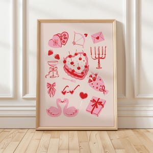 Retro Valentines Wall Decor Set of 8 Printable Romantic Posters Cute ...