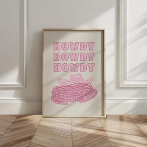Pink Howdy Poster Western Wall Art, Howdy Poster Retro Cowgirl ...