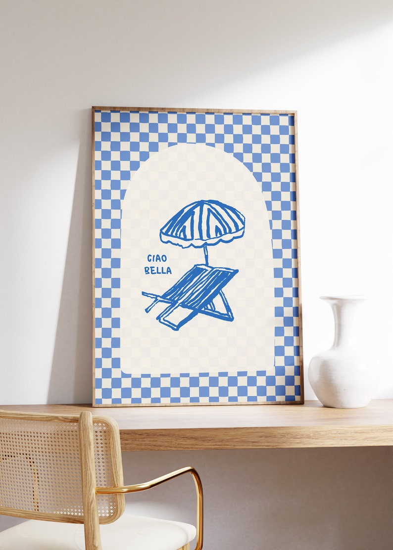 Blue Italy Poster Set Cheers Printable Art, Trendy Wall Art Ciao Print ...