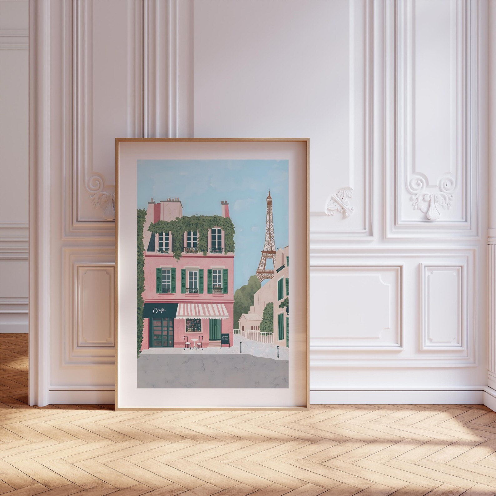 Paris Painting Cafe Watercolor Printable Art, La Maison Rose Cute Pink ...