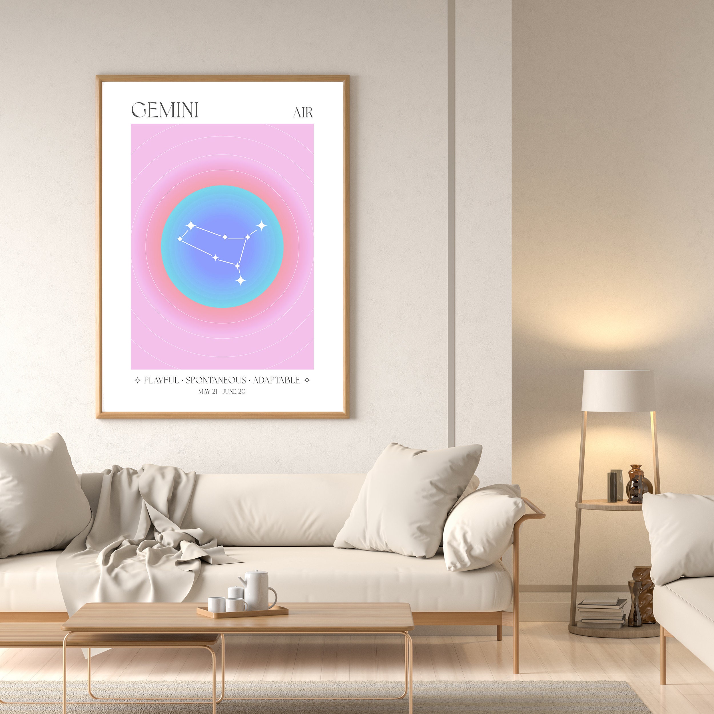 Gemini Poster Aesthetic Room Decor Zodiac Printable Art - Etsy