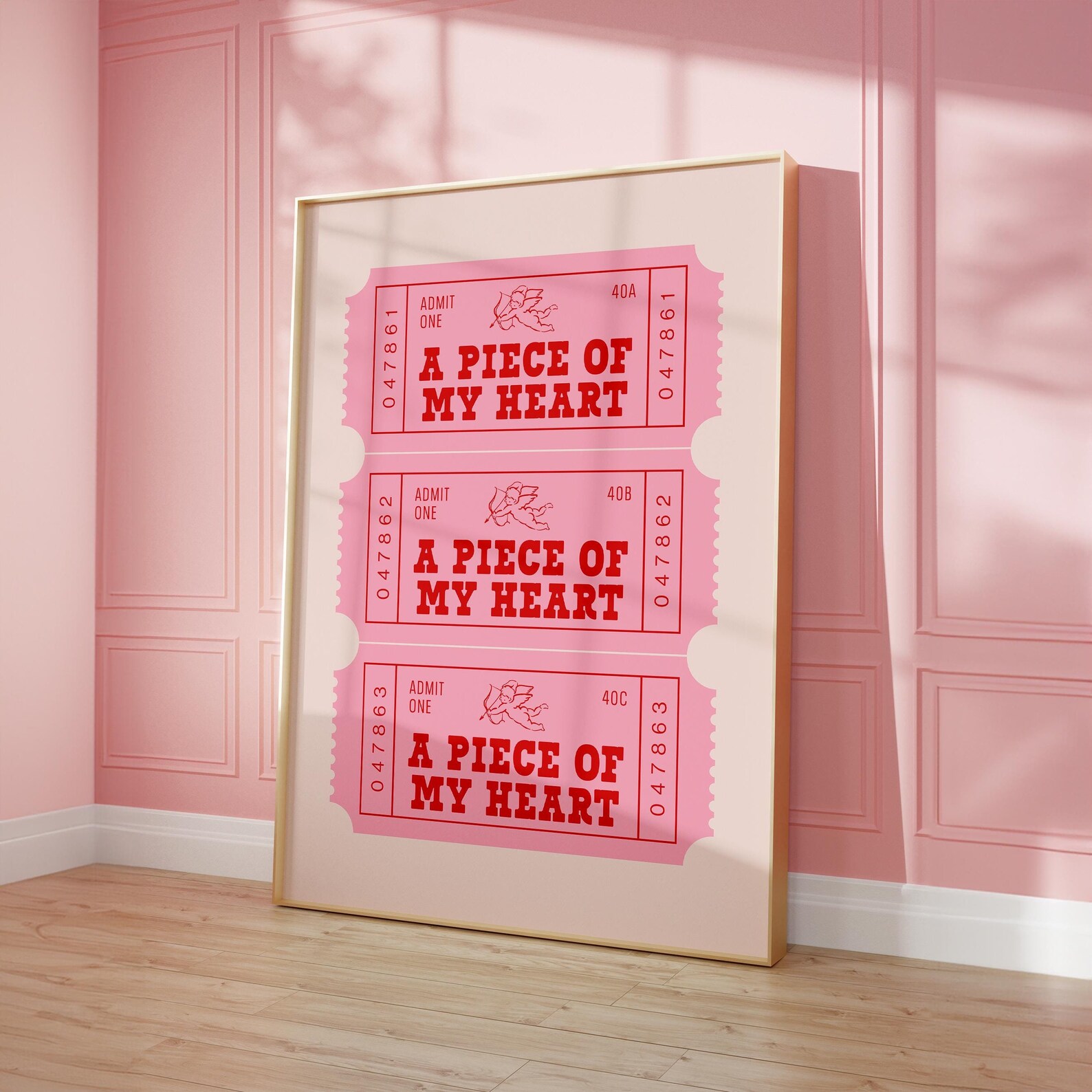 Piece of My Heart Ticket Print Pink Valentine's Day Decor, Pink & Red ...