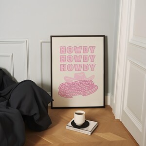 Pink Howdy Poster Western Wall Art, Howdy Poster Retro Cowgirl ...