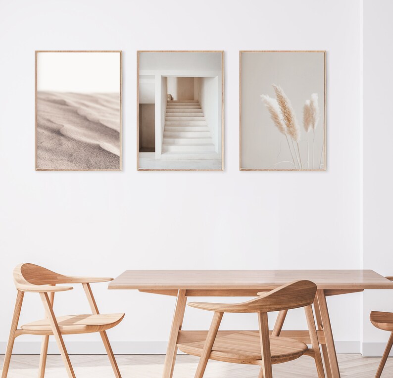 Neutral Prints Set of 3 Prints Minimalist Wall Art | Etsy