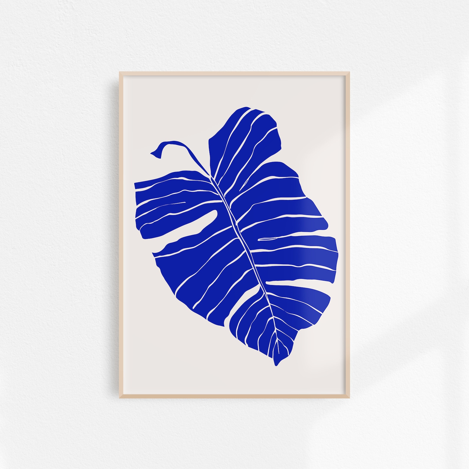 Cobalt Blue Wall Art Botanical Posters, Blue Abstract Leaves Print Set ...