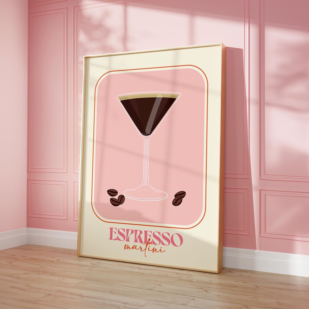 Espresso Martini Poster Cocktail Printable Art, Retro Bar Cart Decor ...
