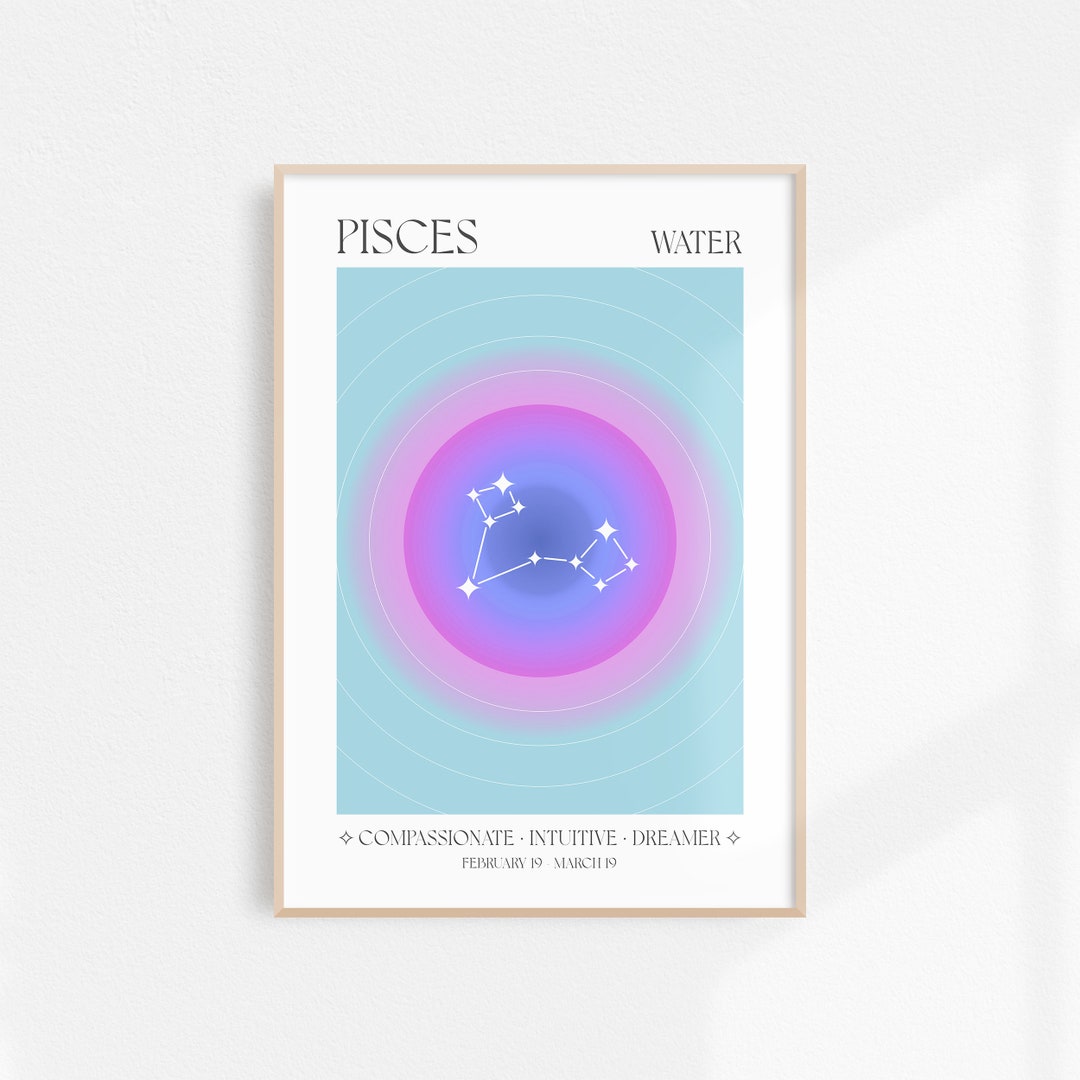 Pisces Poster Aesthetic Room Decor Zodiac Printable Art Aura Poster ...