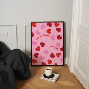 Heart Shaped Lollipop Print Trendy Valentine's Day Decor, Cute Pink ...