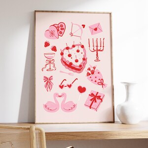 Retro Valentines Wall Decor Set of 8 Printable Romantic Posters Cute ...