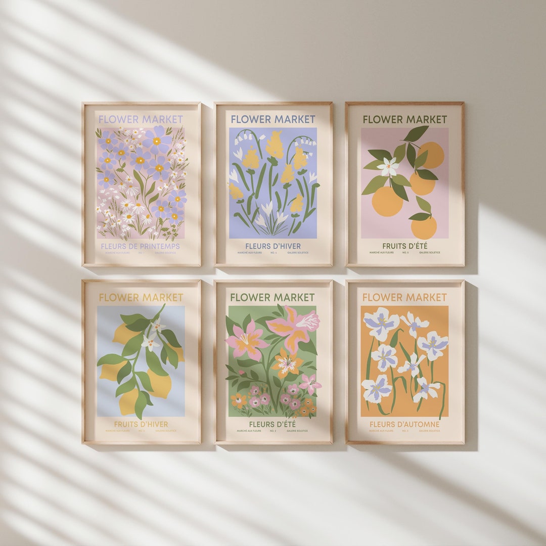 Flower Market Poster Set of 6 Gallery Wall Set, Vanilla Girl Printable ...