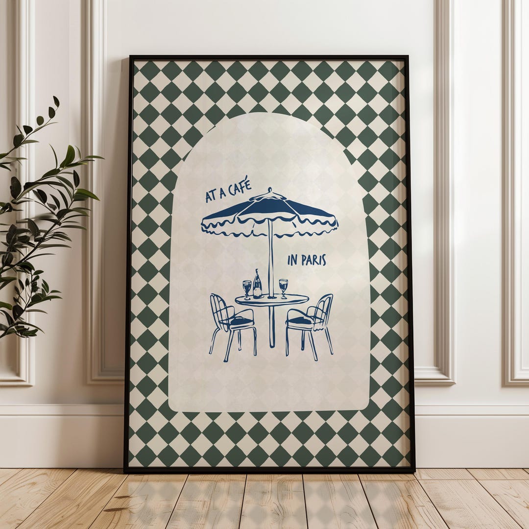 Green Paris Poster Paris Printable Wall Art, French Cafe Art Print ...