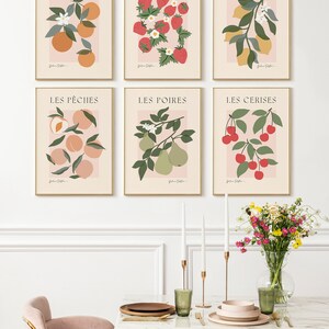 Fruit Printable Art Set of 6 Vintage Kitchen Wall Art, Fruit Market ...