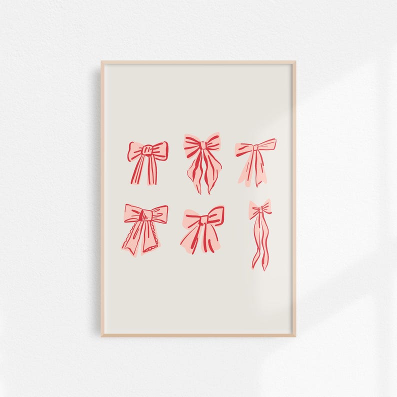 Bows Printable Art Coquette Room Decor, Preppy Poster Clean Girl ...