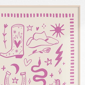 Girly Western Print Pink Cowgirl Printable Wall Art, Pink Western Wall ...