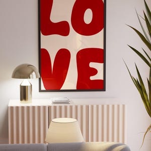 Love Poster Red Retro Wall Art, Love Printable Wall Art, Aesthetic ...