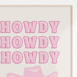 Pink Howdy Poster Western Wall Art, Howdy Poster Retro Cowgirl ...