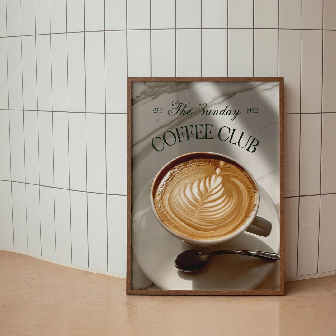The Sunday Coffee Club Poster Coffee Printable Art, Sunday Poster Retro ...