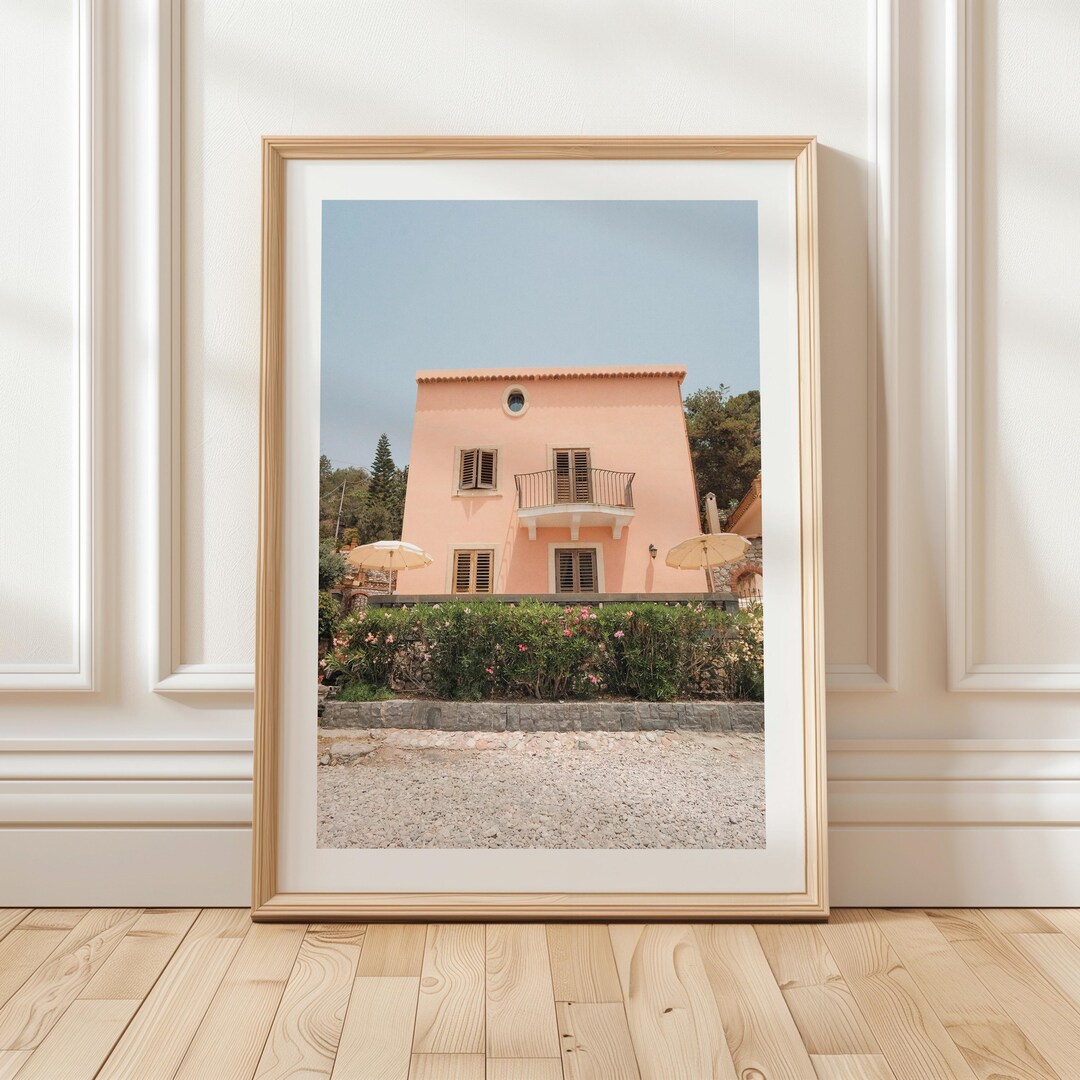 Pink Beach Villa Printable Art, Pink Italy Wall Art Aesthetic Room ...