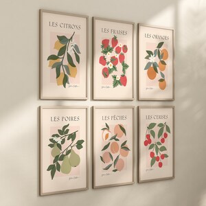 Fruit Printable Art Set of 6 Vintage Kitchen Wall Art, Fruit Market ...