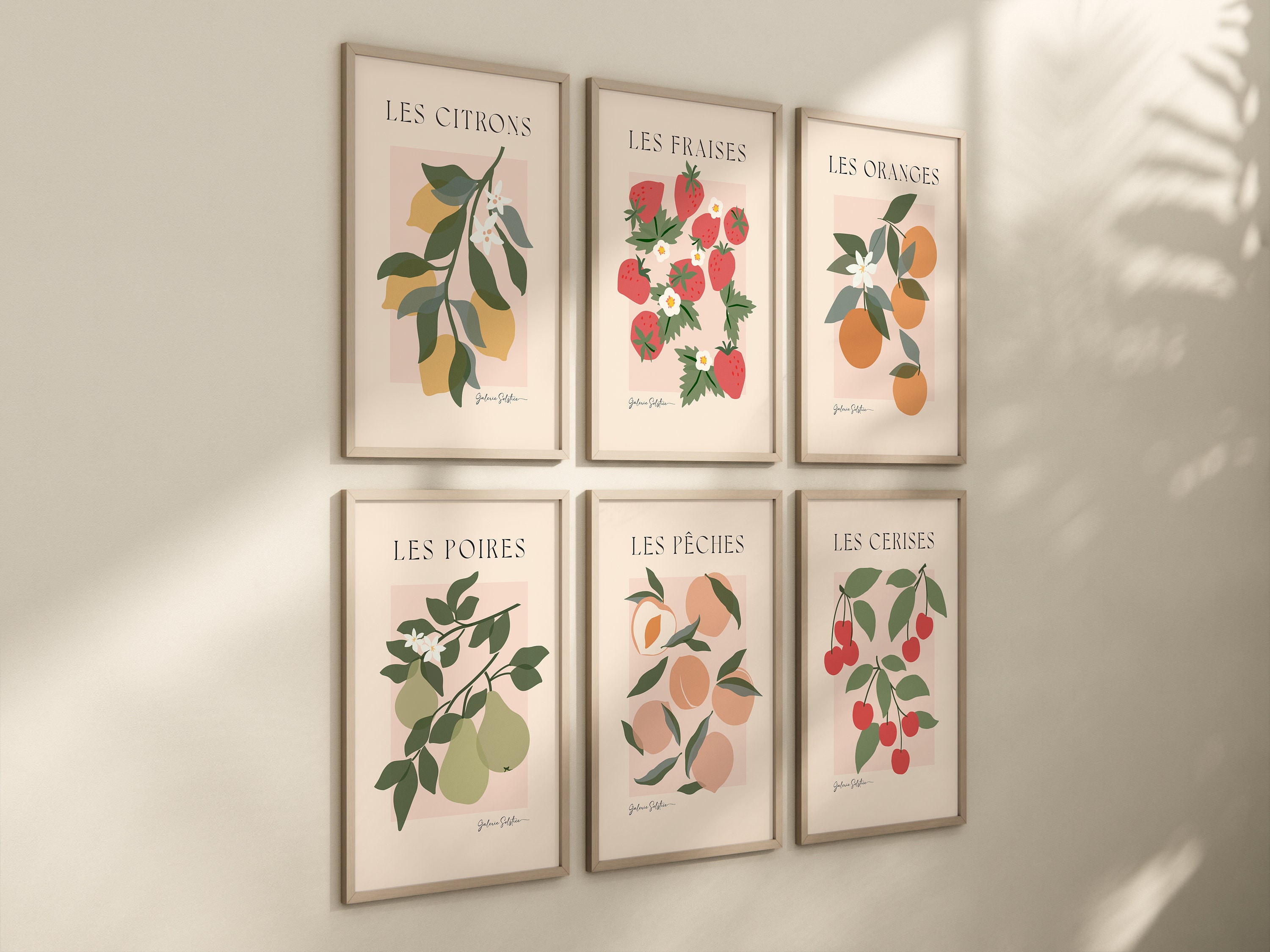 Fruit Printable Art Set of 6 Vintage Kitchen Wall Art, Fruit Market ...