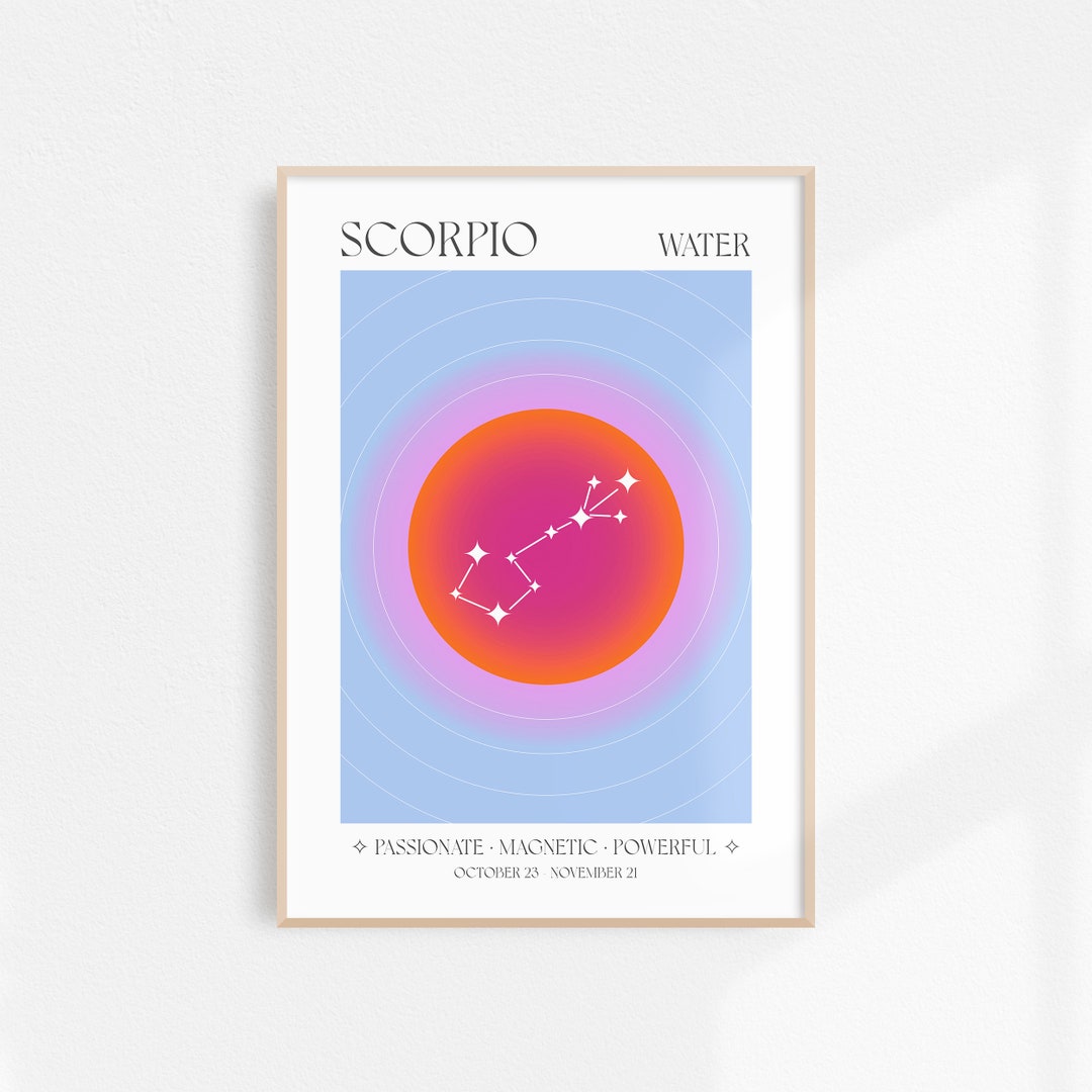 Scorpio Poster Aesthetic Room Decor Zodiac Printable Art Aura Poster ...