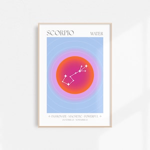 Scorpio Poster Aesthetic Room Decor Zodiac Printable Art Aura Poster ...