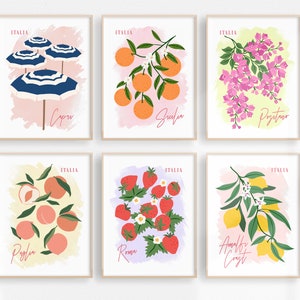Italy Travel Prints Set of 6: Amalfi Coast, Capri, Positano, Italy ...